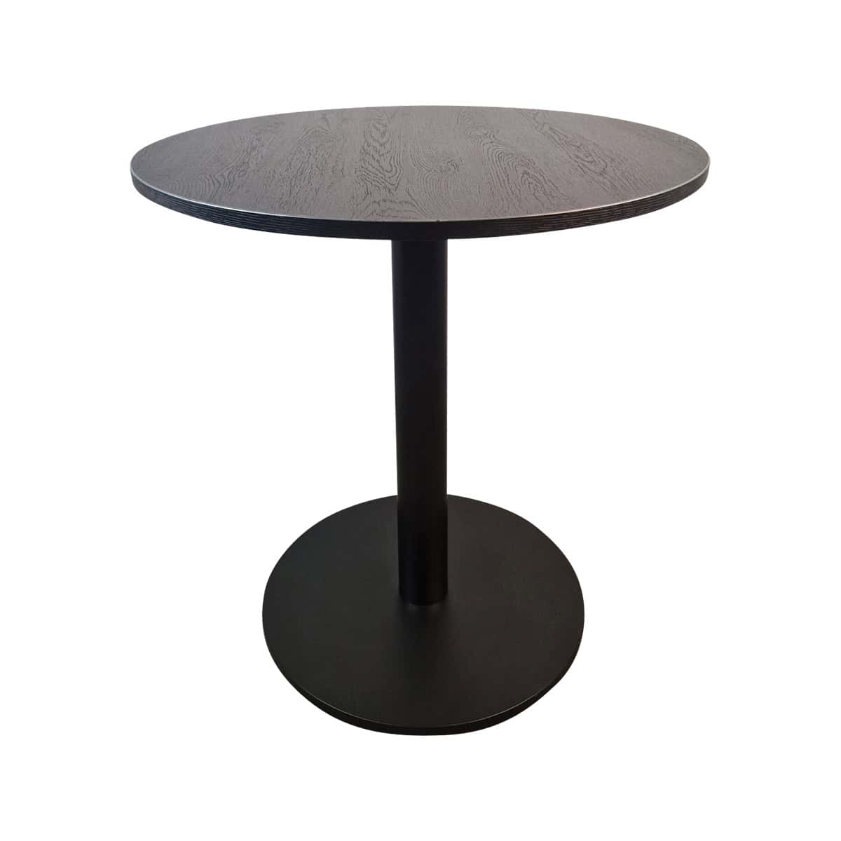 Table de restaurant en mélamine noire ronde 67 cm avec socle - Super-Chaise